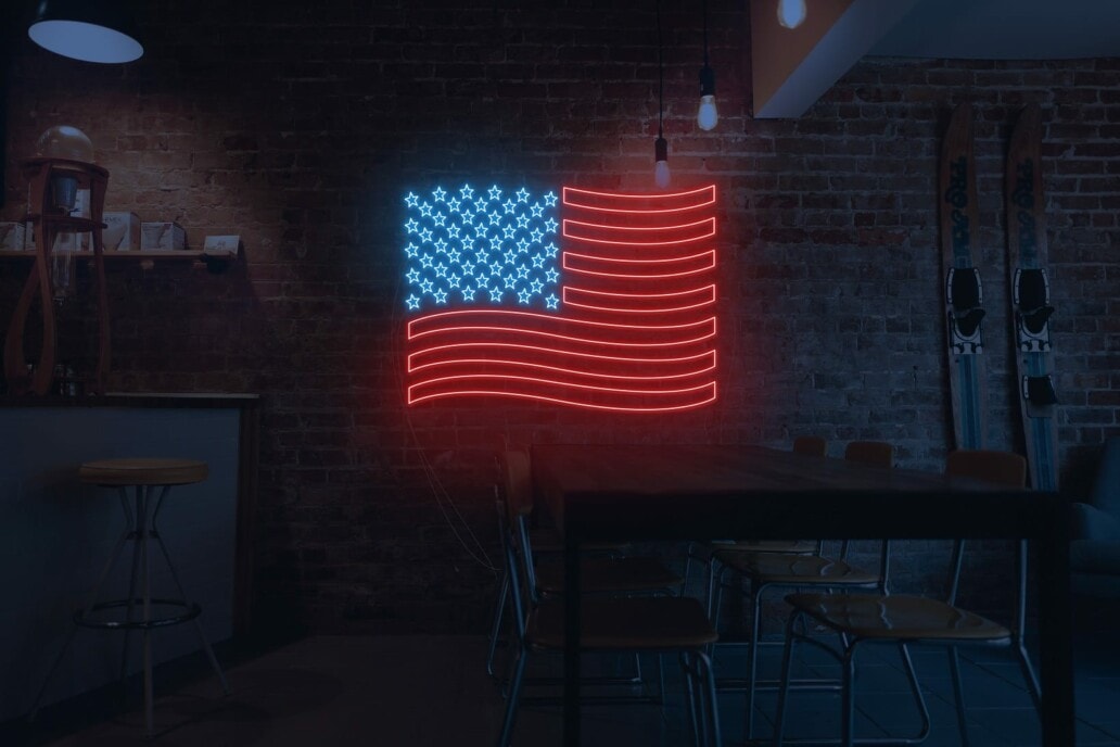USA Flag Neon Sign - Express Your Patriotism in Unique Way