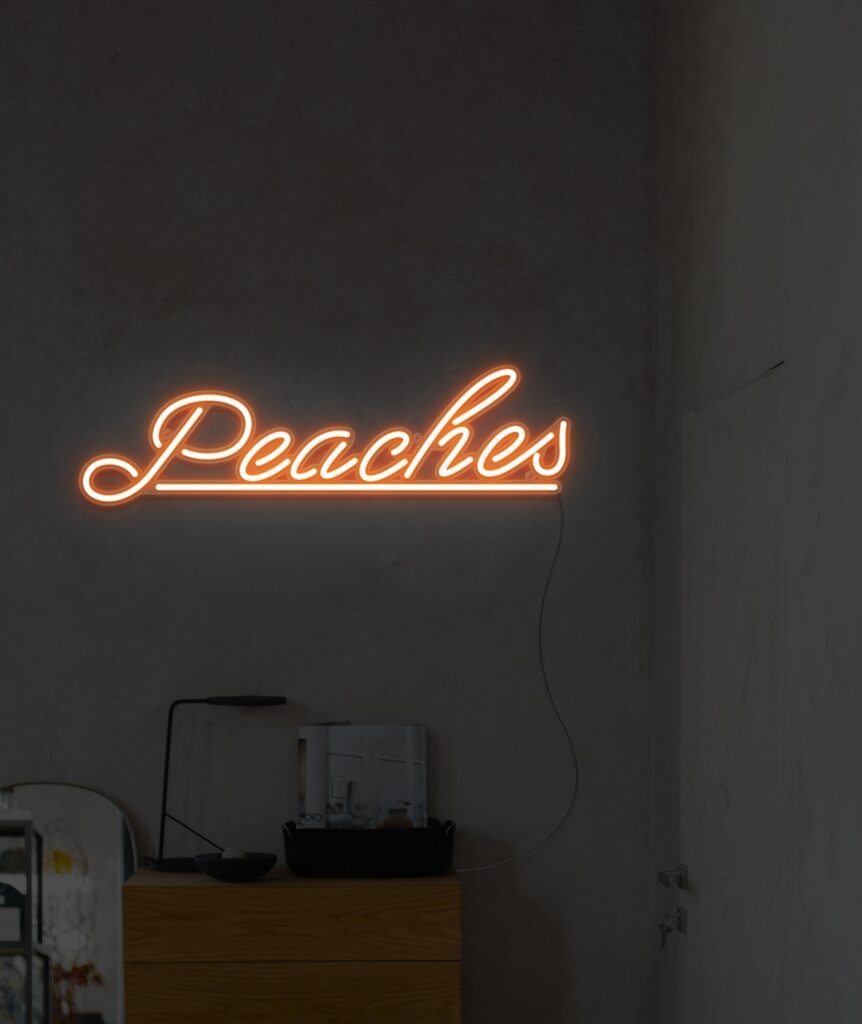 Peaches Neon Sign - Modernity in Design - Echo Neon Studio