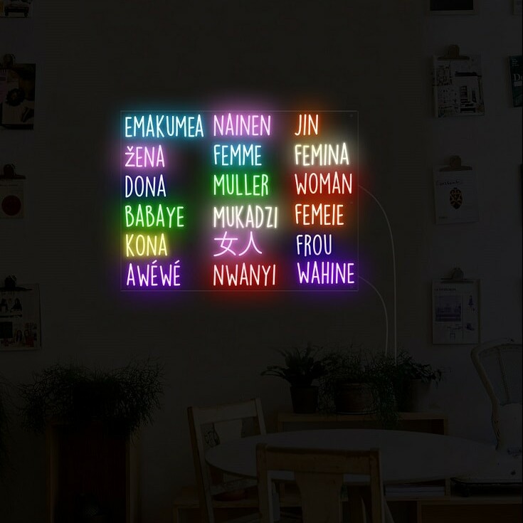 Woman-Different Languages Neon Signs for Wall Decor | Echo Neon