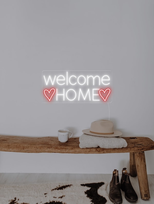 Welcome HOME Heart Neon Sign | Echo Neon